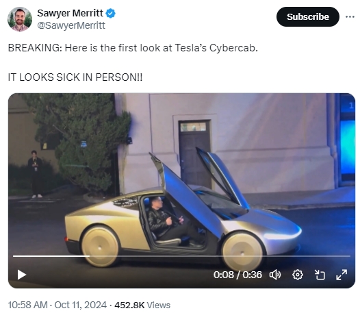 吸引全球逾1亿流量！马斯克发布CyberCab无人驾驶出租车 售价将低于3万美元 | 汽車 | 鉅亨號 | Anue鉅亨