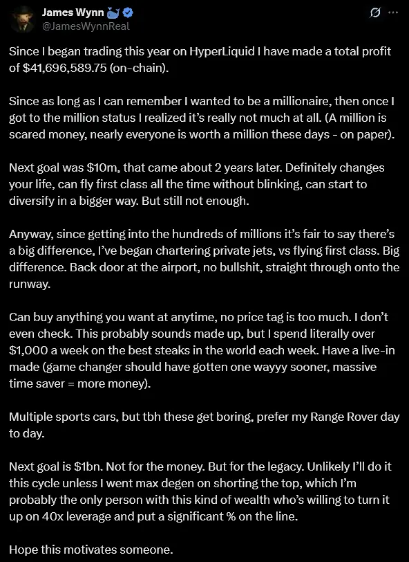 從 600 萬到 4300 萬美金：James Wynn 與 Hyperliquid 的高槓桿傳奇 | 區塊鏈 | 鉅亨號 | Anue鉅亨