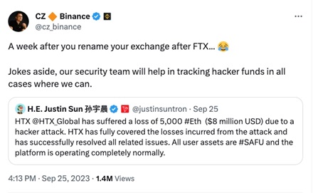 幣安趙長鵬發推文調侃HTX名字太像FTX | 區塊鏈 | 鉅亨號 | Anue鉅亨